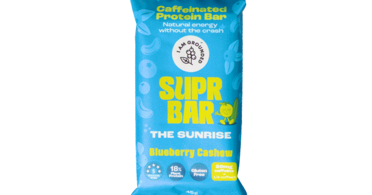 I Am Grounded Blueberry Cashew SUPR Caffeinated Protein Bar 45g ...